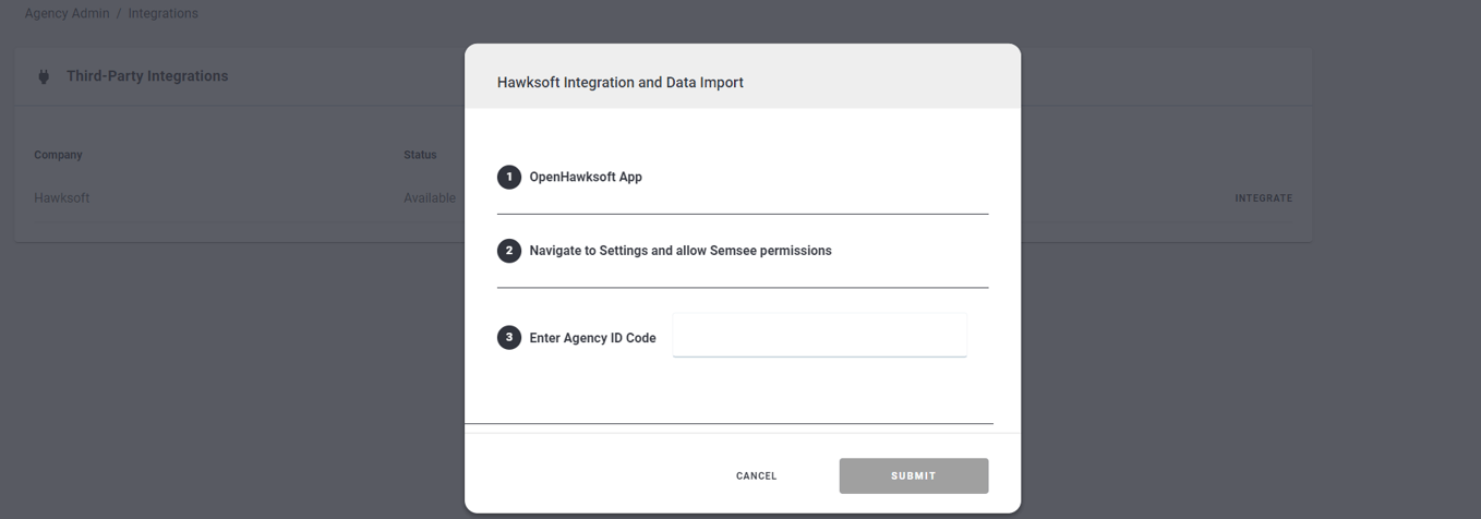 Steps for HawkSoft Integration