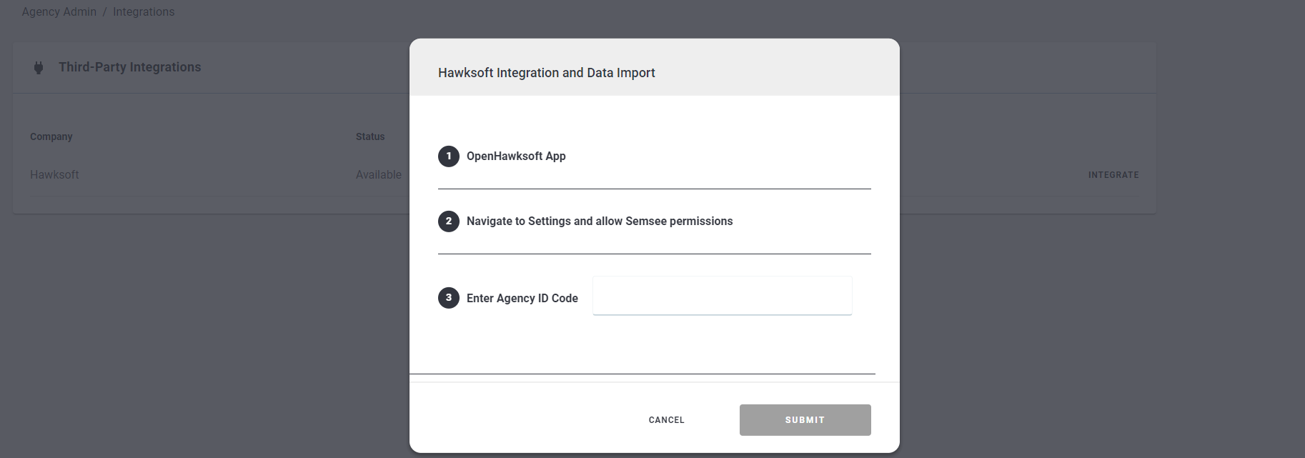 Steps for HawkSoft Integration