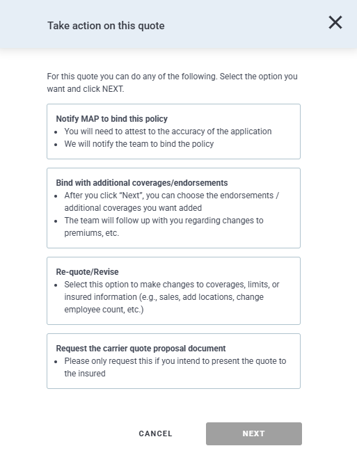 Understanding Quote Results & the “Take Action” Button